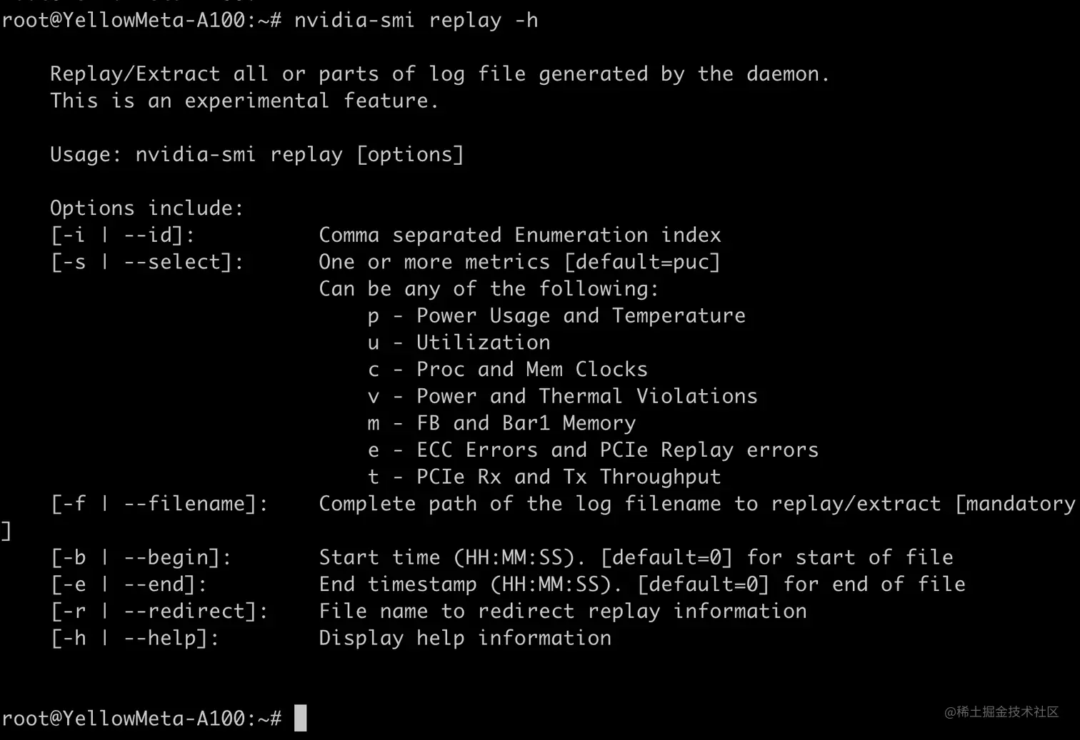 NVIDIA-SMI系列命令详解(13)-设备监控(2) 本文为NVIDIA-SMI系列命令详解第十三篇-设备监控(2) - 掘金