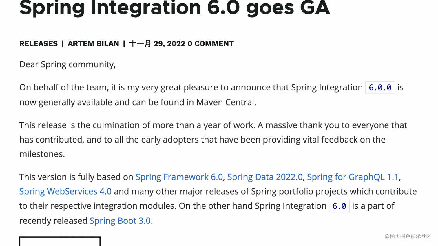 Spring 6.0 正式发布，一文了解新特性 - 掘金