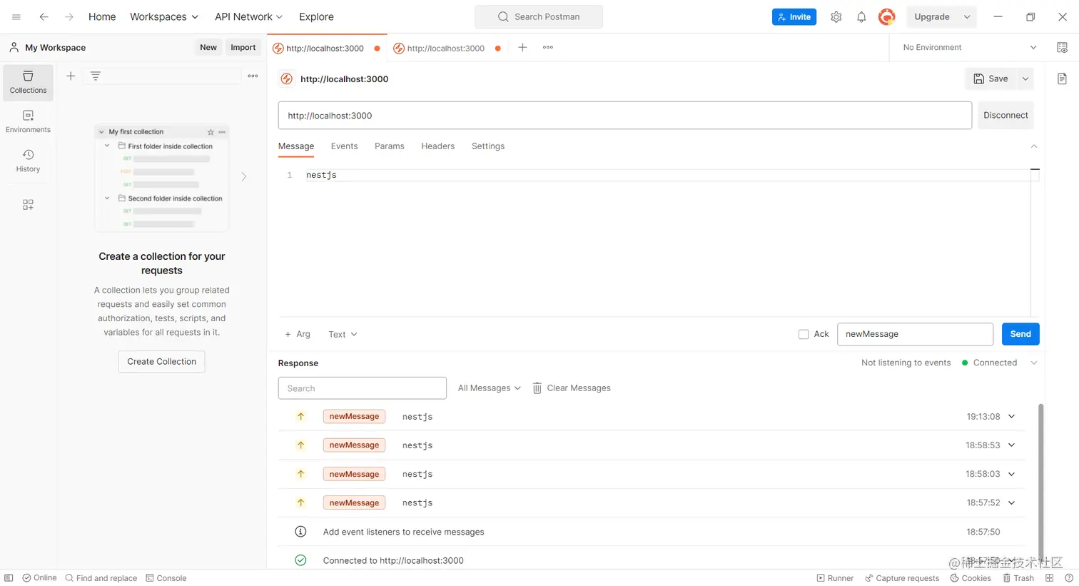 带你入门——如何在nestjs中体验websocketwebsocket作为一种h5新增的通信方式，在日常开发中很常见， - 掘金