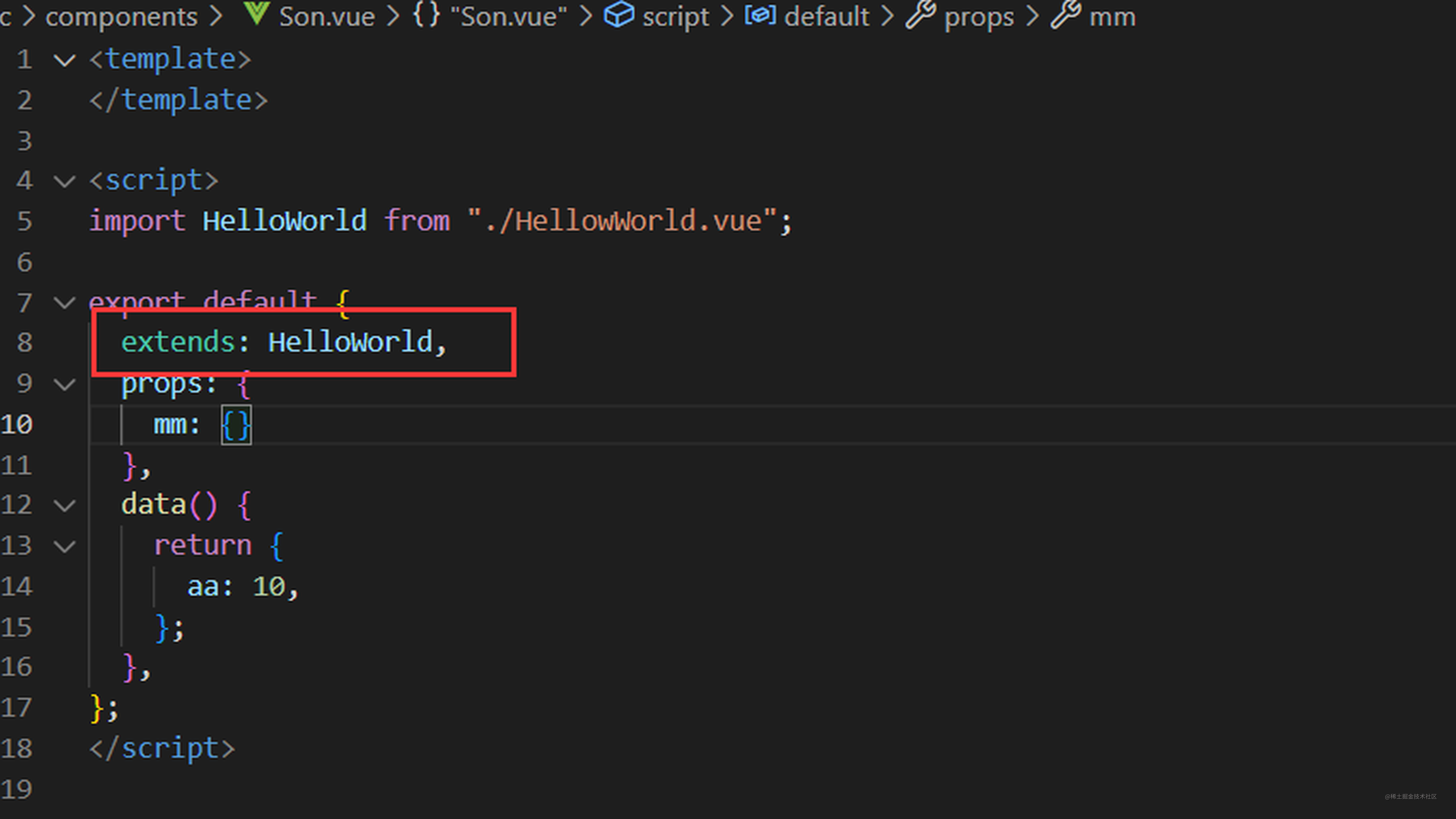 记一次 Vue 中 extends 属性的用法 - 掘金