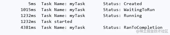 C# Task 的各种状态，及状态切换Task有一个 TaskStatus类型 的实例属性Status，指示当前Task - 掘金