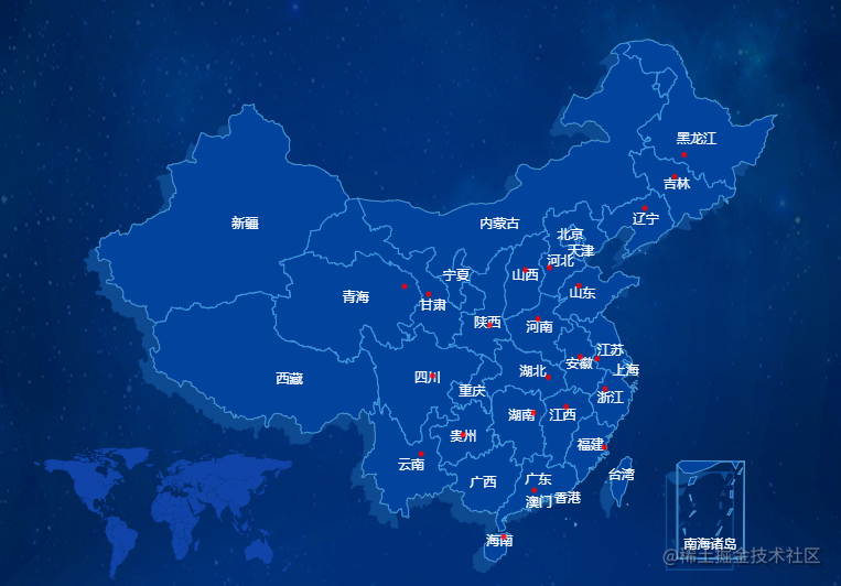 实现Echarts 3D立体中国地图实现、世界地图、以及互相切换功能 - 掘金