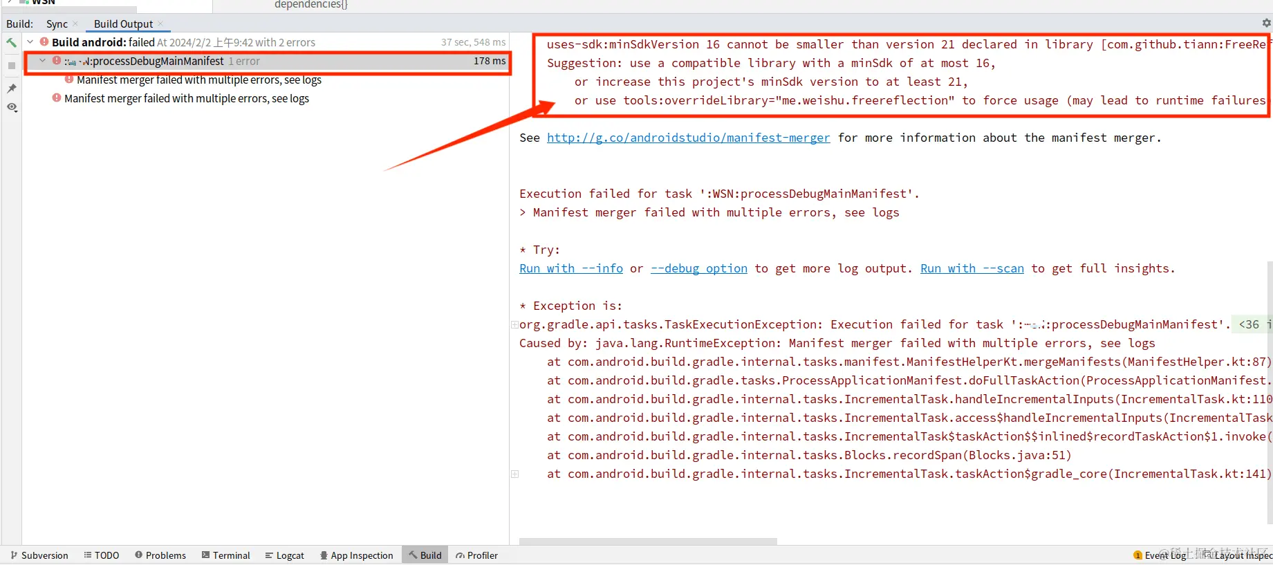 解决Android studio编译报错: Manifest merger failed with multiple errors, see logs 的问题 - 掘金