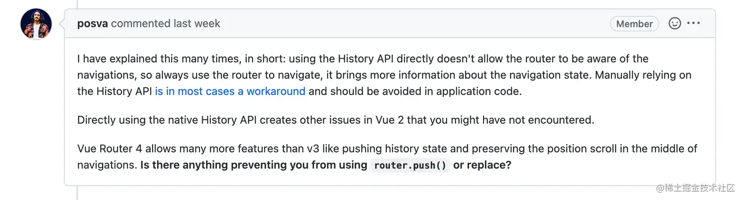 踩坑：vue3 中不能使用 history.pushState 来修改 url 的参数。你觉得算不算 bug？ - 掘金