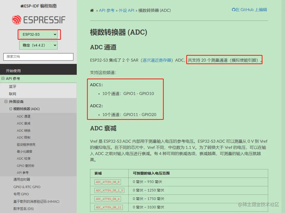 ESP32/C3/S3 基于IDF ADC DMA连续采样模块及使用-综合1 ESP32 ADC模块 1.1 ESP32 - 掘金