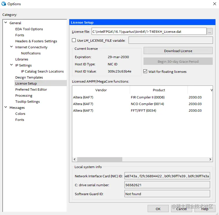 FPGA的license申请参考文献：quartus_install.pdf、2017licenserequest.pd - 掘金