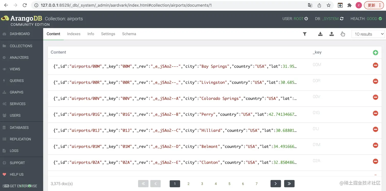 ArangoDB Graphs 系列——02 基础图技能ArangoDB Graphs 系列——02 使用航班机场的真实 - 掘金