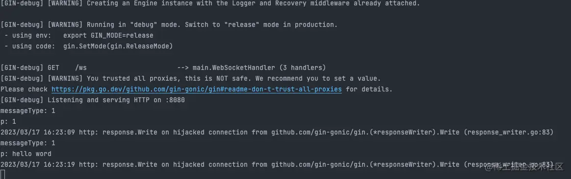 Gin框架整合WebSocket在本文中，我们介绍了如何使用Gin框架实现WebSocket的整合。通过以上构建，相信你 - 掘金