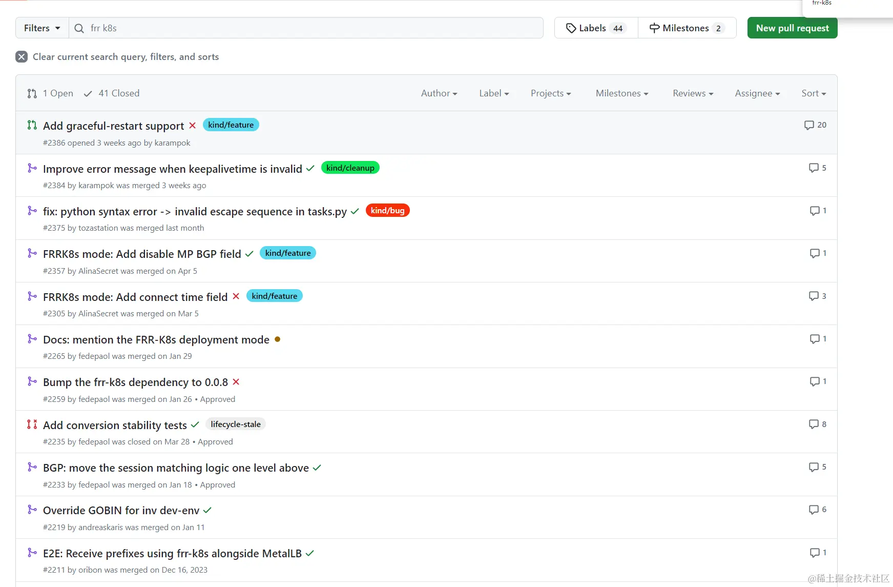 metallb frr-k8s 功能frr-k8s 调研 参考文档 https://github.com/metallb - 掘金