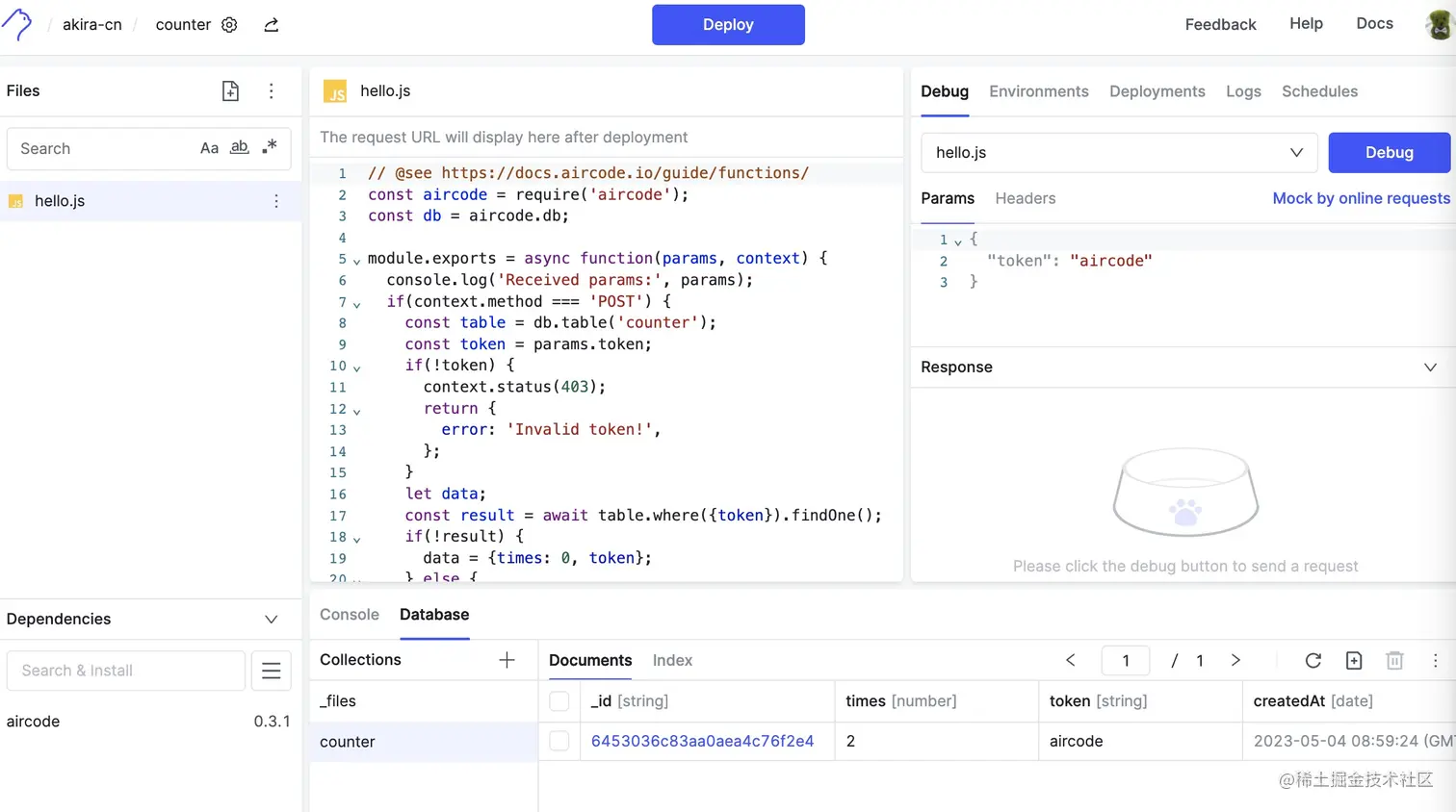 AirCode——可以白嫖出花儿来的新一代Node.js云服务最近，在试用一款新的云服务产品AirCode，你不需要自己 - 掘金