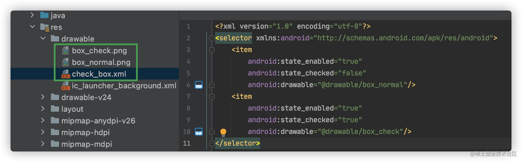 Android CheckBox 复选框（drawable、style 自定义复选框） - 掘金