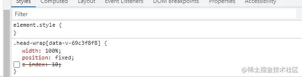 z-index 设置很大，但是依然无效，还是被其他层元素覆盖问题描述 如上图红色箭头指向的区域发生了重叠了，再看看 .m - 掘金