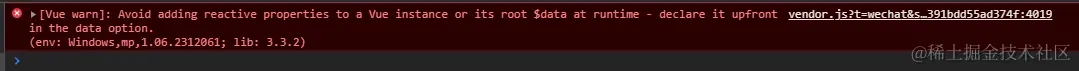 [Vue warn]：Vue 实例创建后的运行时动态地添加响应式属性一、先看代码 只因为写了这么一句代码，控制台就报警告 - 掘金