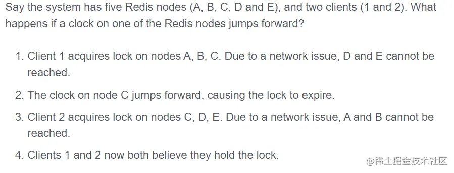 Is Redlock Safe? 一场关于 Redlock 的辩论前言 之前在 Redis 官网上看了一下它们官方 - 掘金